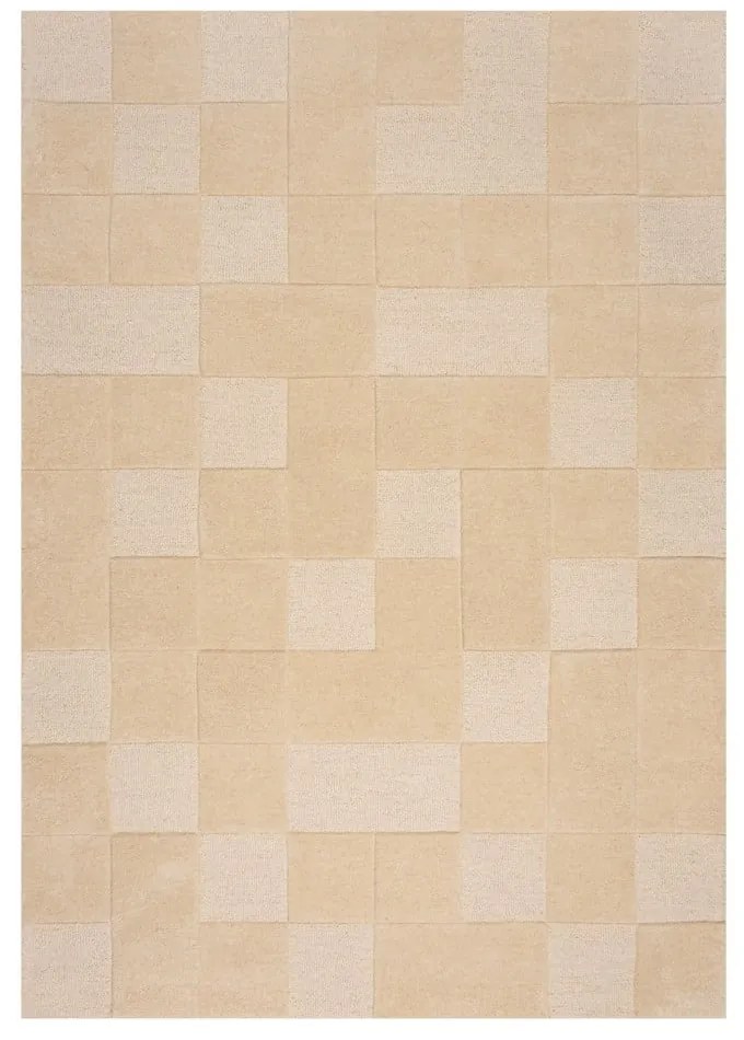 Béžový vlněný koberec 230x160 cm Checkerboard - Flair Rugs