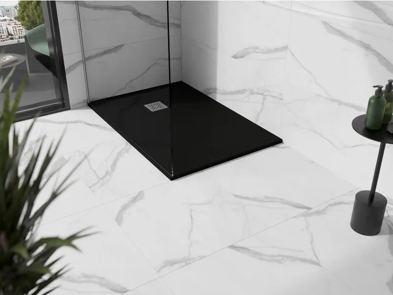 Mexen Stone+, obdélníková vanička z minerálního kompozitu 120 x 90 cm, černá matná, 44709012