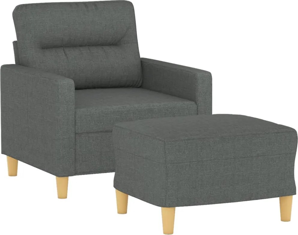 Křeslo s podnožkou tmavě šedé 60 cm textil 3201066