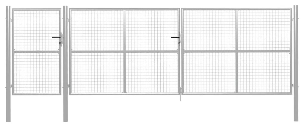 vidaXL Marketos Zahradní brána ocelová 500 x 150 cm stříbrná