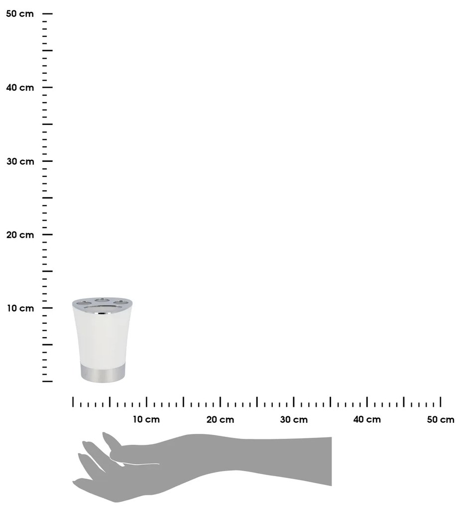 Koupelnový pohár na kartáčky Cuesta, bílá/s chromovými prvky, 250 ml