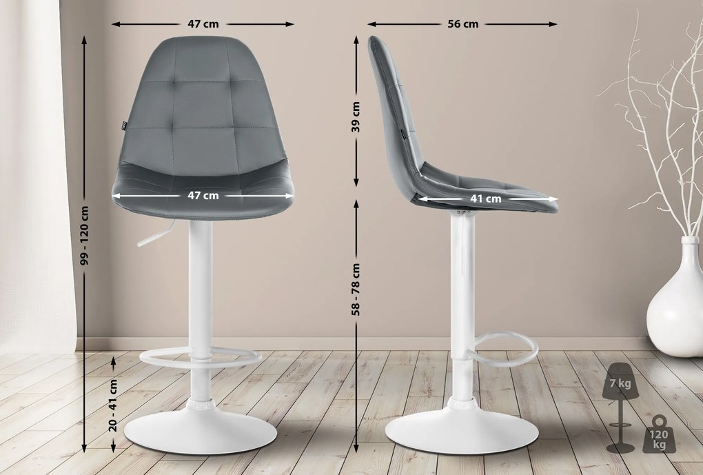 Barová židle Elmore umělá kůže W – šedá