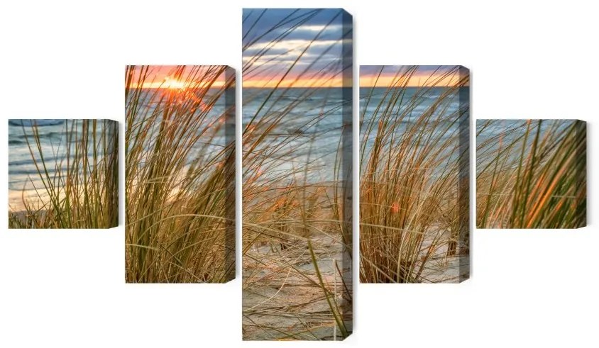 Vícedílný obraz Východ Slunce Na Pláži Rujána Nedostatek Nedostatek Přírodní plátno 250x150