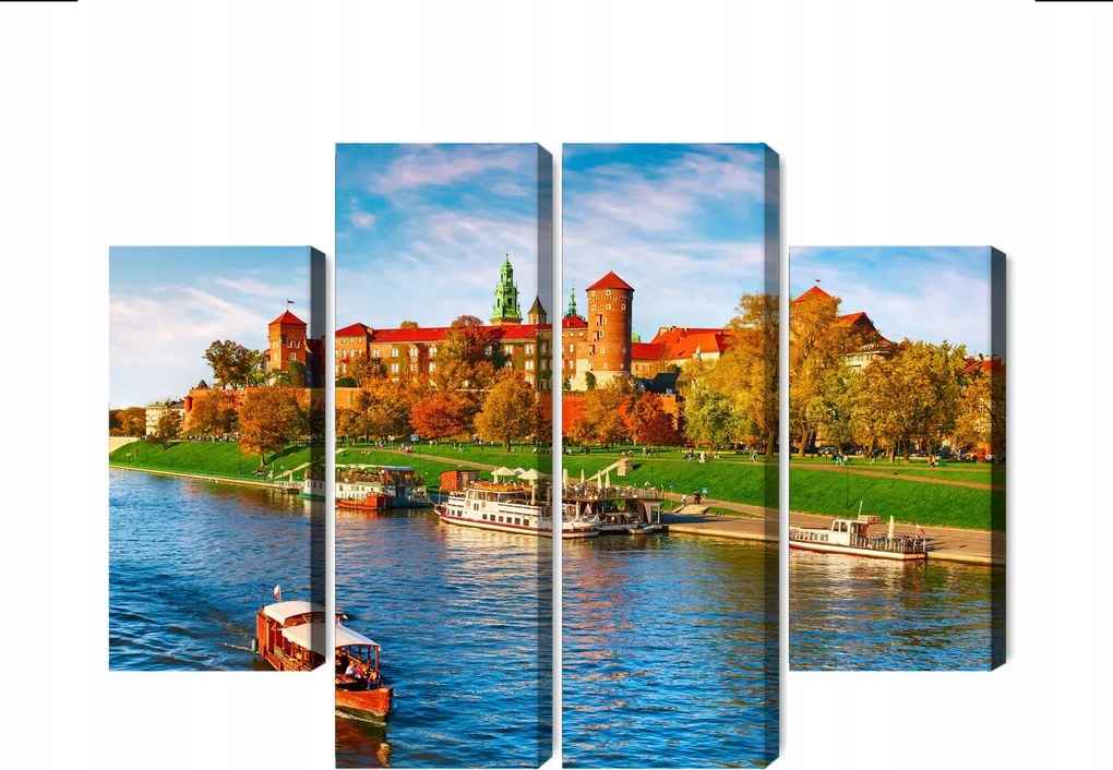 Obraz Královský hrad na Wawelu Krakov triptych do obývacího pokoje Canvas 120x90