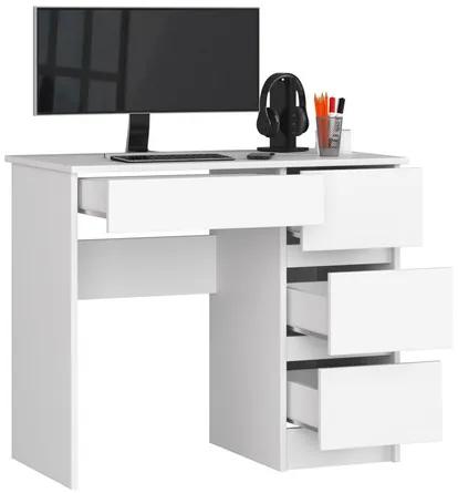 Počítačový stůl A-7 pravá - bílá/bílá lesk