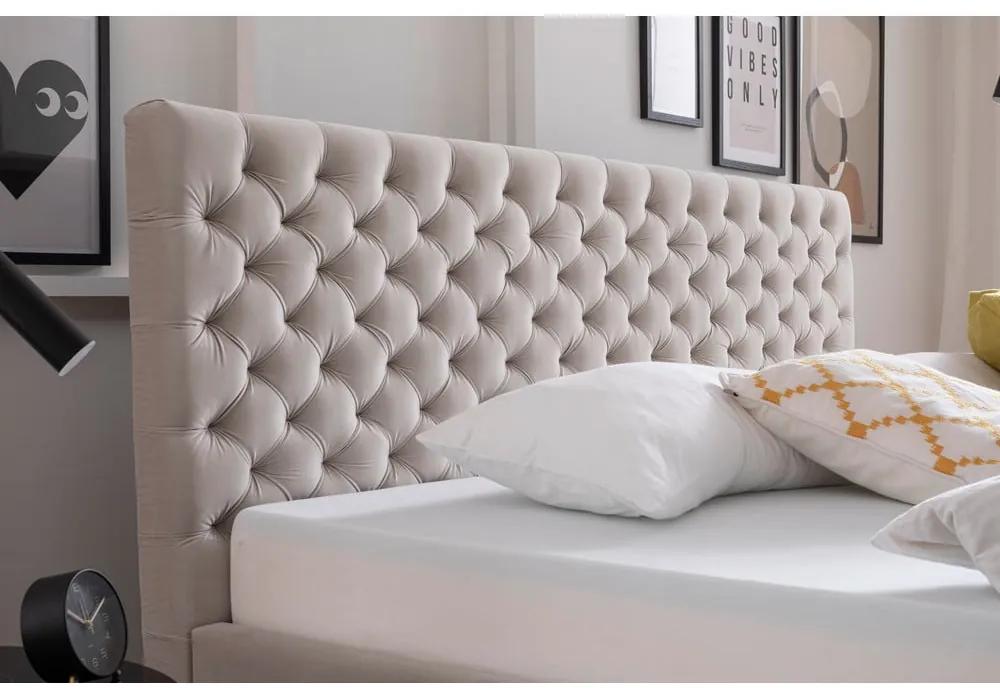 Béžová čalouněná dvoulůžková postel s úložným prostorem s roštem 180x200 cm La Maison – Meise Möbel