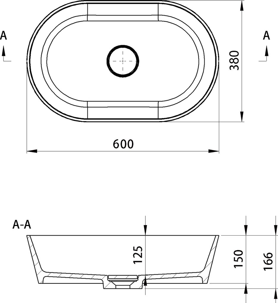 Sapho Sapho, GERANO umyvadlo 60x38cm, litý mramor, bílá