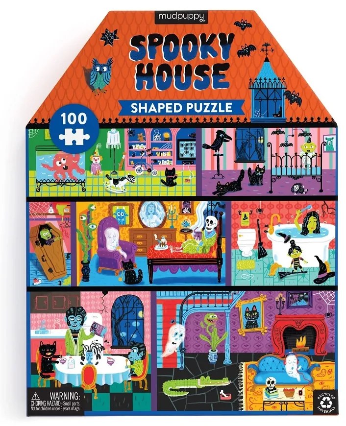 Mudpuppy Strašidelný dům - puzzle ve tvaru domu 100 dílků