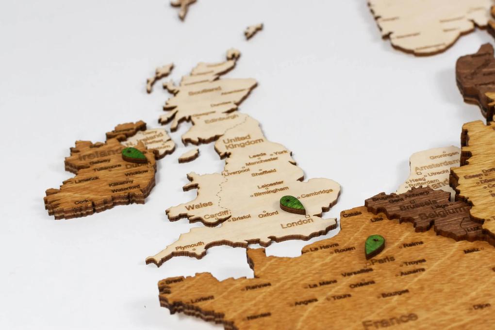 Nástěnná dřevěná mapa Evropy 150x136 cm