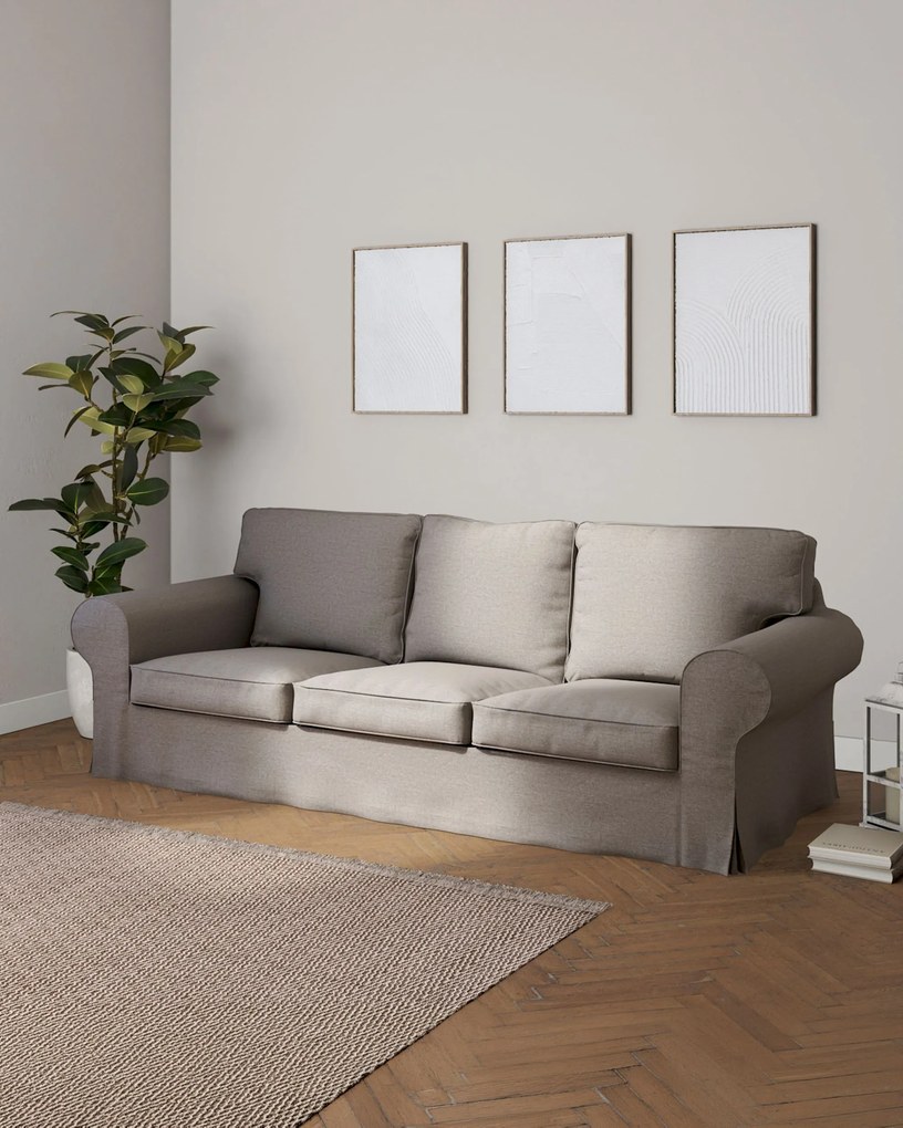 Potah na pohovku IKEA Ektorp 3-místná rozkládací, NOVÝ MODEL 2013 barva šedá látka pletený vzor