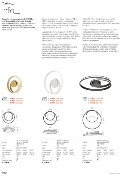Redo 01-4364 - LED Stmívatelný lustr na lanku TORSION LED/60W/230V zlatá