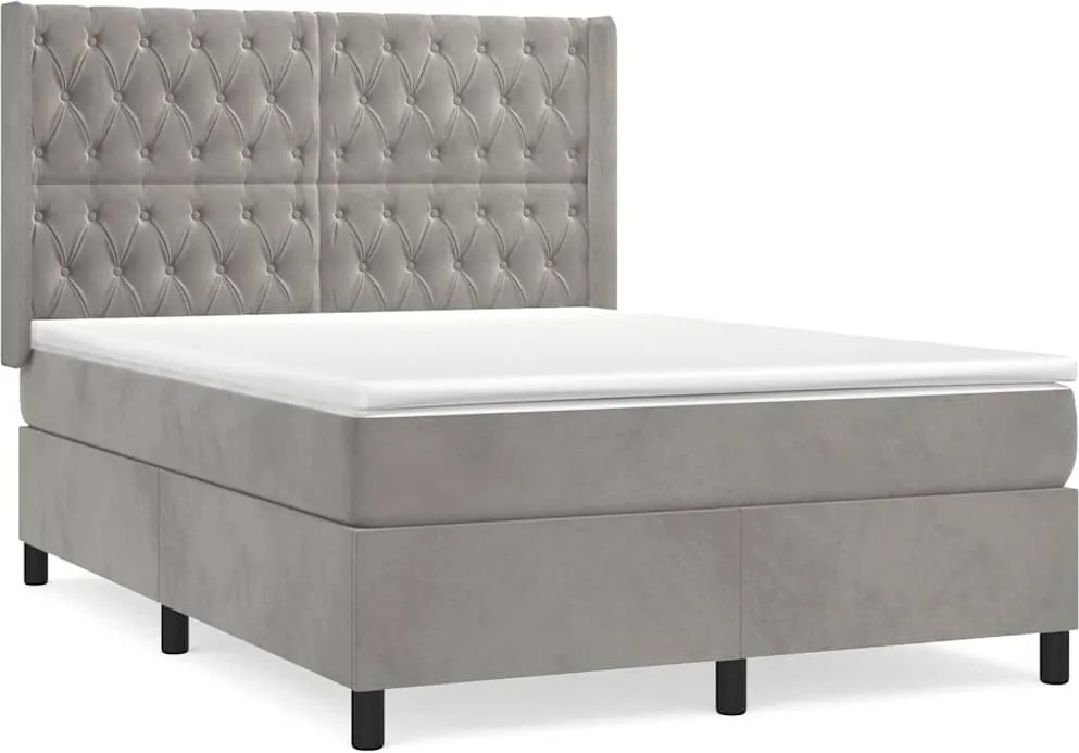 Box spring postel s matrací světle šedá 140x190 cm samet 3132855