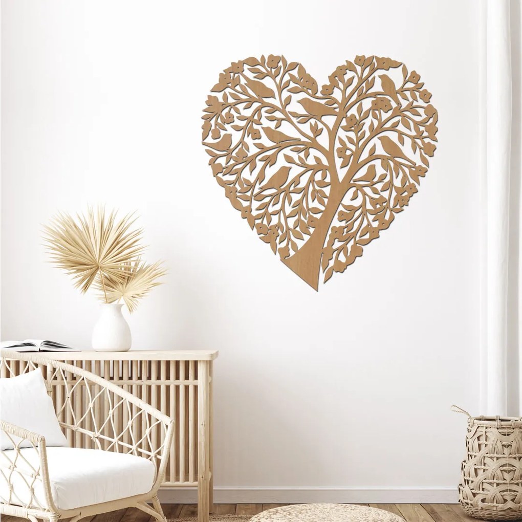 dřevo života Dřevěná dekorace na zeď ZPÍVAJÍCÍ SRDCE Barevný vzor: Bílá, Rozměry (cm): 40x40