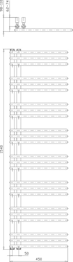 Sapho , POSEIDON topné těleso 450x1540mm, bílá, PS415