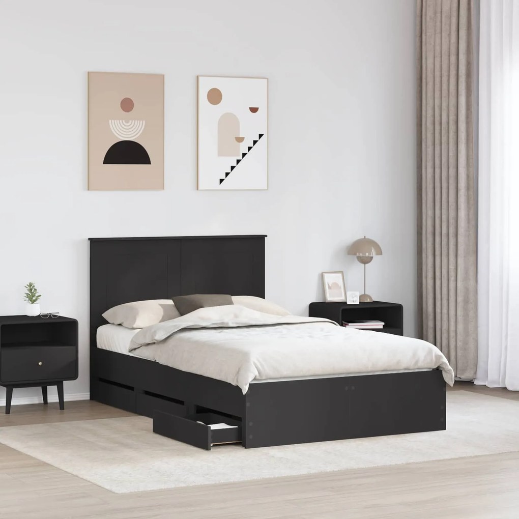 Rám postele se zásuvkou Černá 120 x 190 cm Inženýrské dřevo 3409476