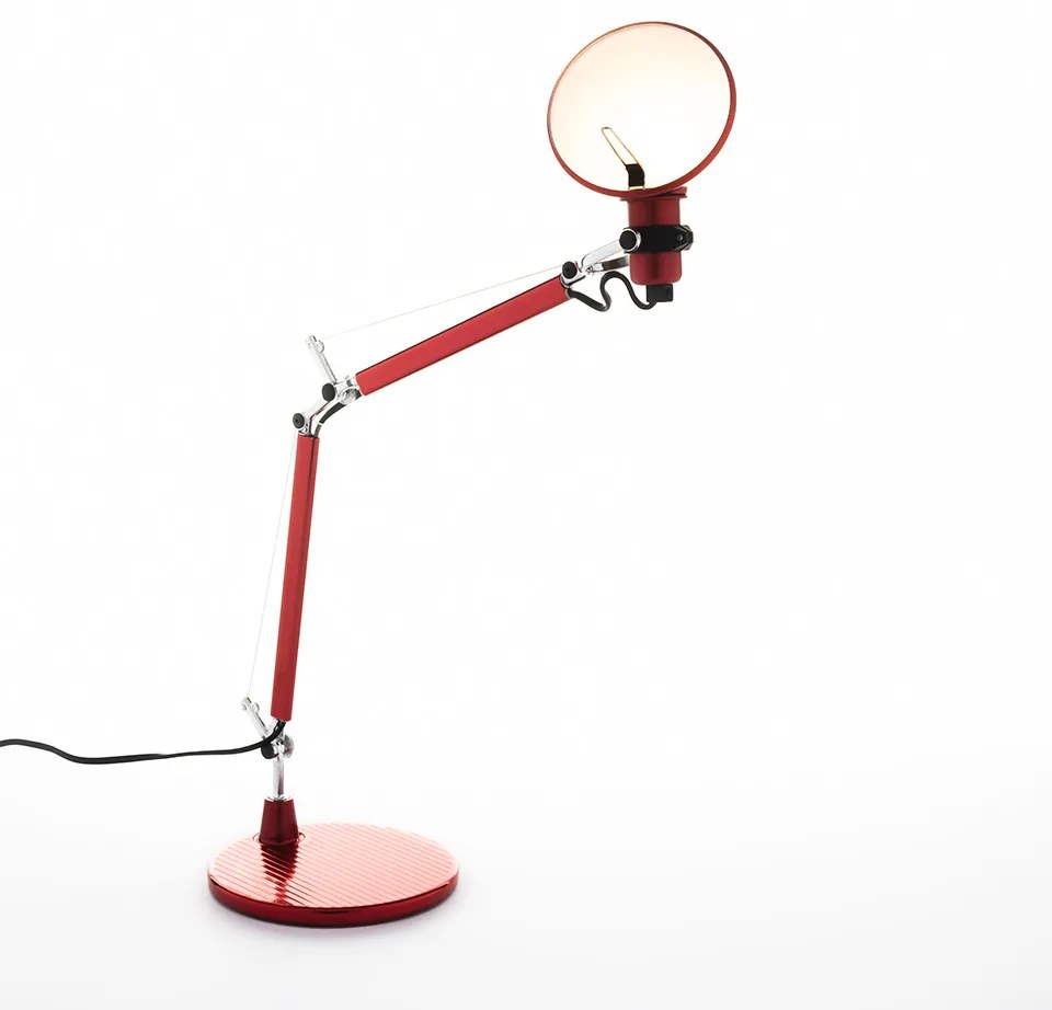 Artemide Tolomeo Micro tavolo, metalicky červená stolní lampa, 1x6W LED E14, 45+37cm