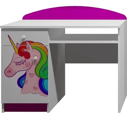 Dětský psací stůl 10 JEDNOROŽEC Barva: OLŠE / BÍLÁ, Potisk: ANO