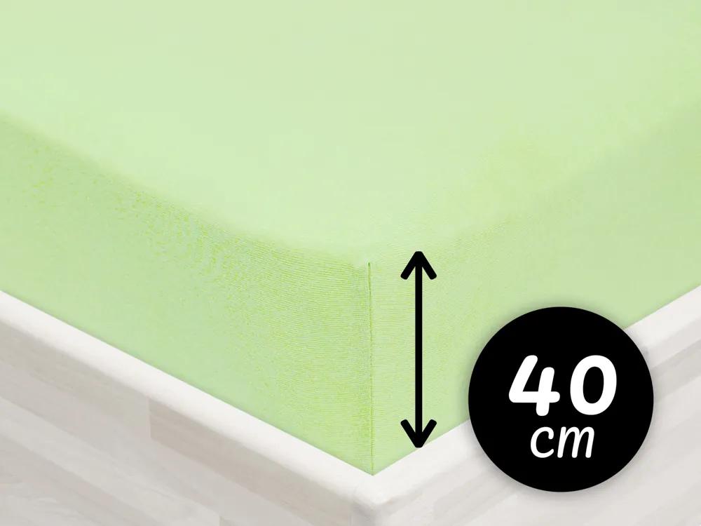 Jersey napínací prostěradlo na extra vysokou matraci JR-018 Pastelově zelené 160 x 200 - výška 40 cm