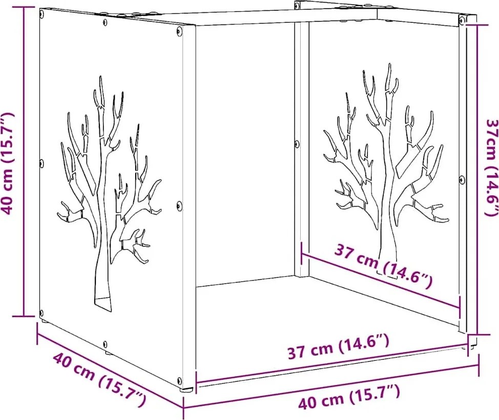 vidaXL Stojan na palivové dřevo 40x40x40 cm [864246] Barva: Olivově zelená