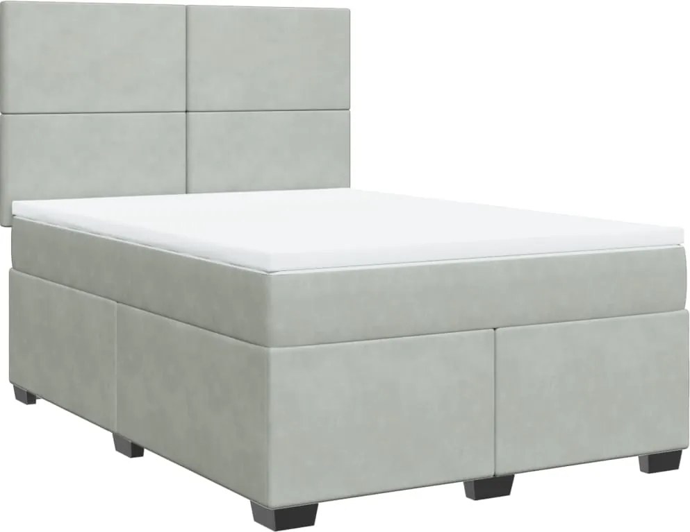 Box spring postel s matrací světle šedá 160x200 cm samet 3290948