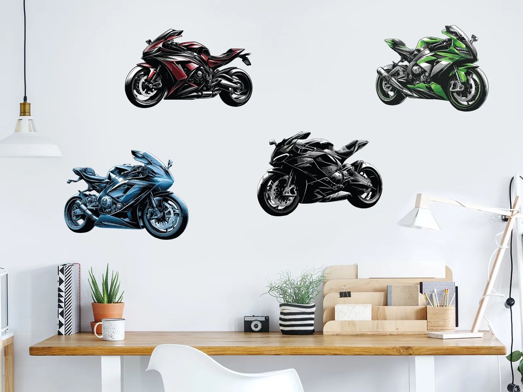 Sada motorek samolepky na zeď arch 100 x 65 cm