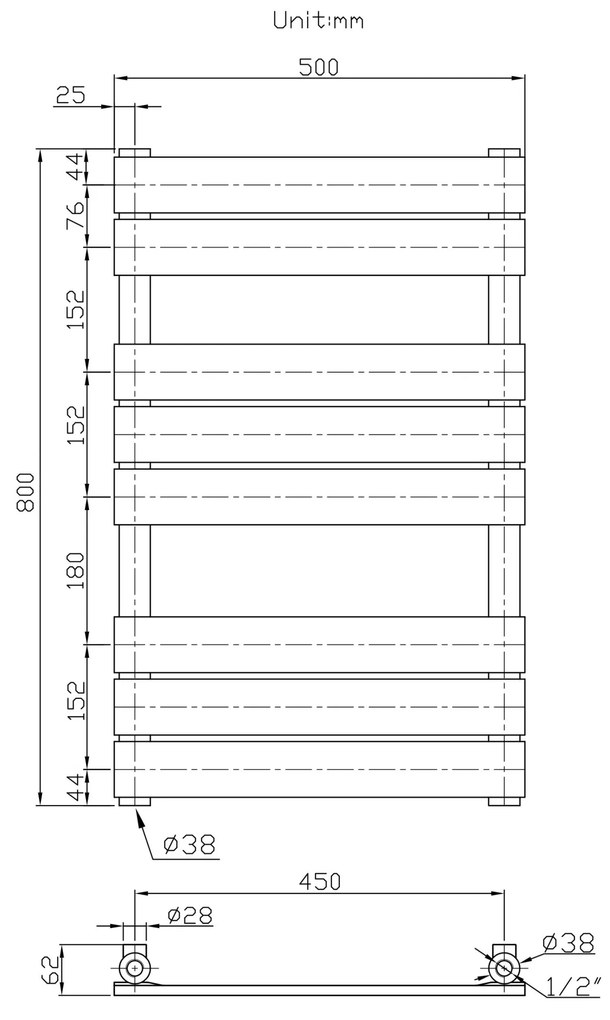 Erga Classic, topné těleso 800x500 mm, 411W, bílá, ERG-LAV-CLAS-8050-WH
