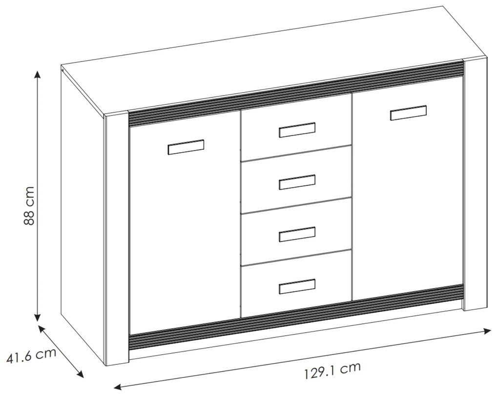 Sconto Komoda LILO světlý jasan/modré úchyty