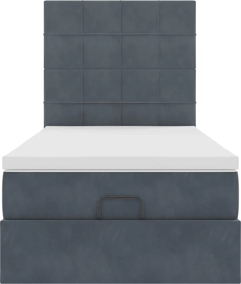 Osmanský rám postele s matracemi tmavě šedá 80x200cm samet 3313434