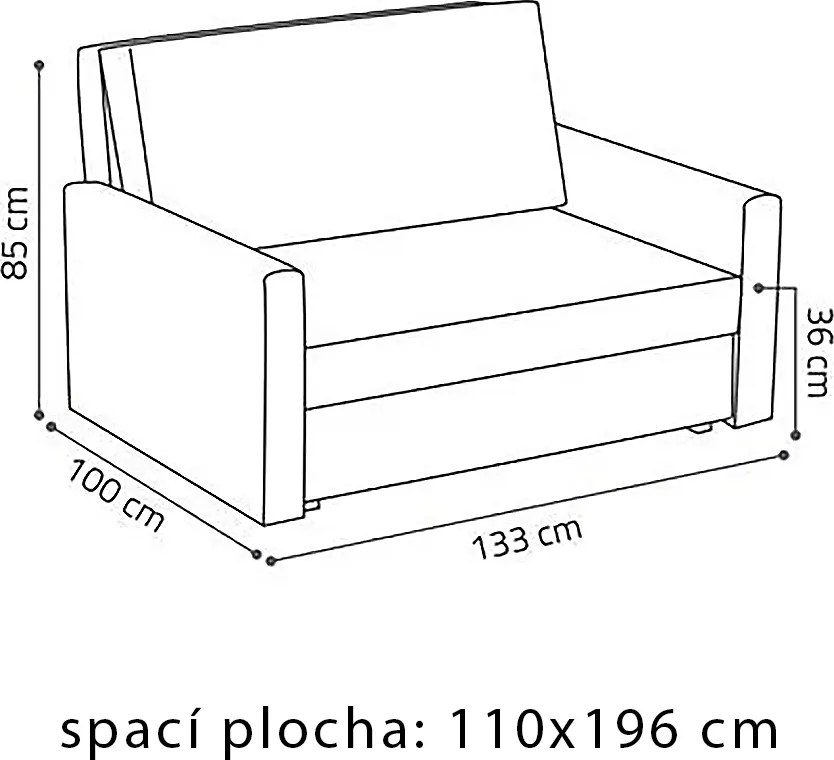 Pohovka VIVA II LUX | 133 cm | rozkládací + úložný prostor | VÝBĚR TKANIN