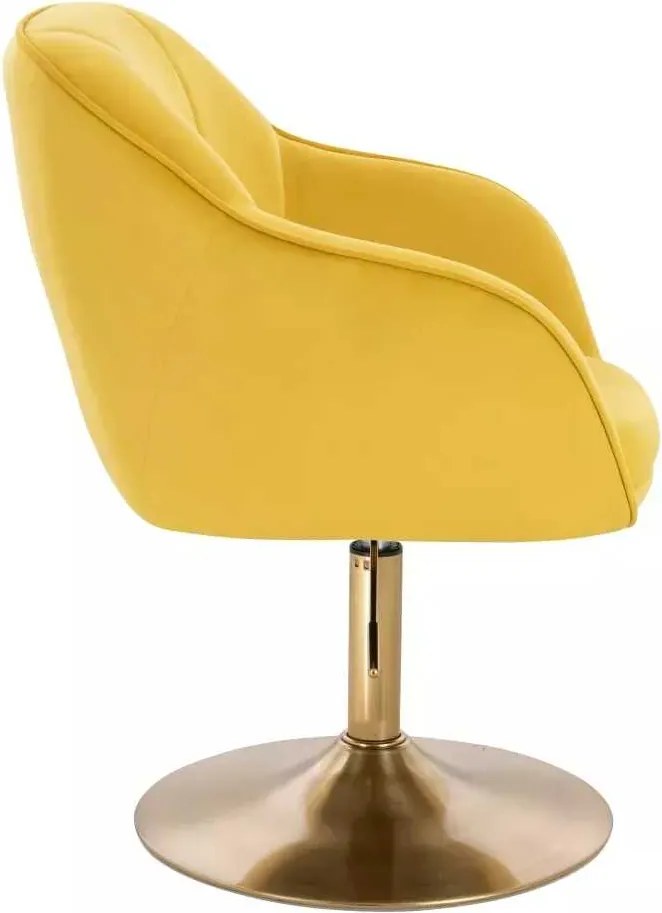 LuxuryForm DESIGN Otočná židle AVOLA VELUR na zlatém talíři - žlutá