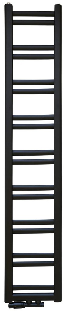 Regnis Retro, topné těleso 300x1100mm se středovým připojením 50mm, 444W, černá matná, RETRO110/30/D5/BLACK