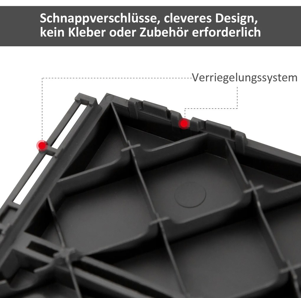 Outsunny terasové dlaždice sada 9 balkonových dlaždic click dlaždice pro terasu a zahradu plastová černá 30x30cm | Aosom.de