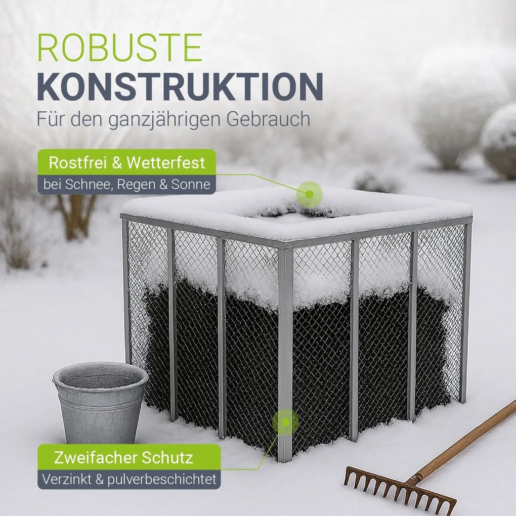 Juskys Kovový kompostér na zahradní odpad Barva: stříbrná, Objem: 450 l