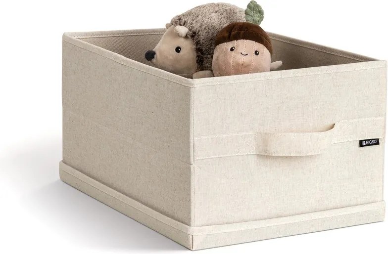 Béžový látkový úložný box s víkem 31x41x22 cm Soft Storage Medium – Bigso