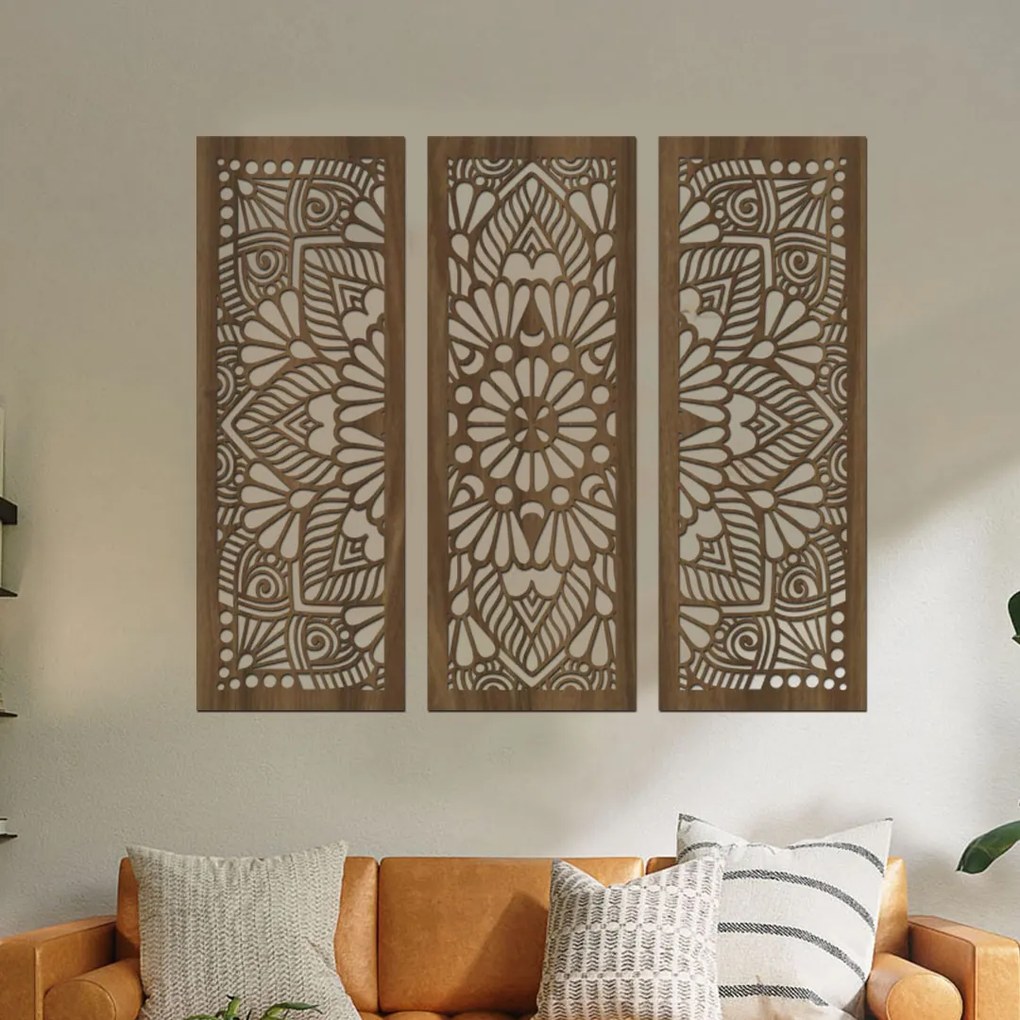 dřevo života Dřevěná 3 dílná mandala QUADRO Zvolte barvu dekoru: Ořech, Rozměry (cm): 120x100