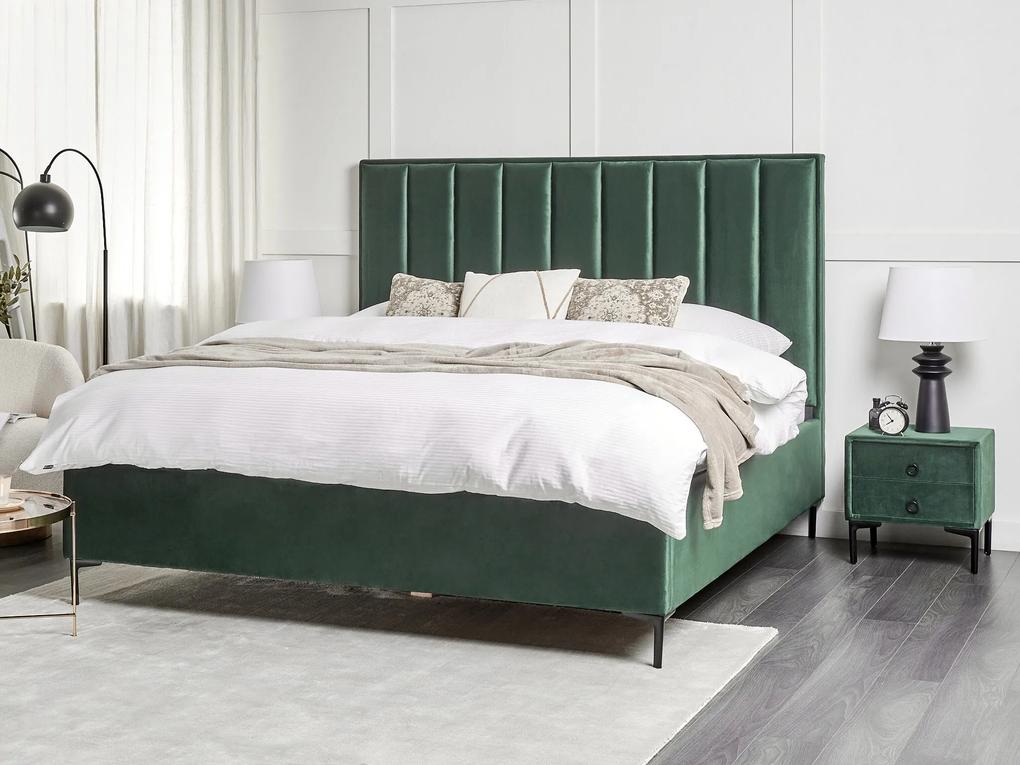 Sametová postel 180 x 200 cm tmavě zelená SEZANNE Beliani