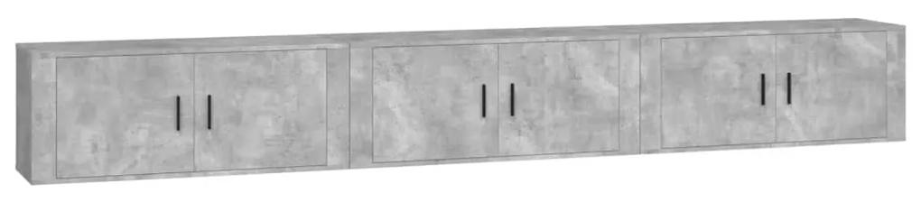 vidaXL Nástěnné TV skříňky 3 ks betonově šedé 100 x 34,5 x 40 cm