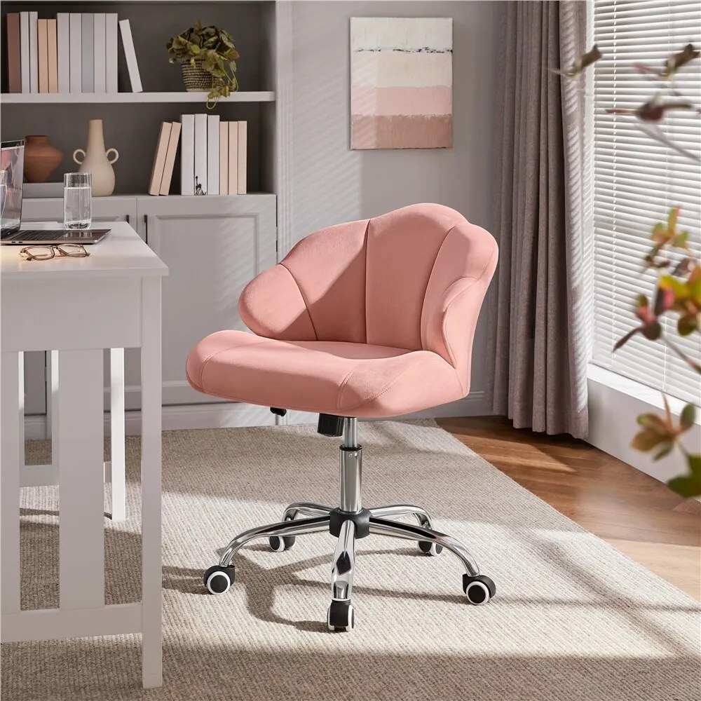 Kancelářská židle Yaheetech – růžová, 60 cm (šířka) × 60 cm (hloubka) × 76,5 cm – 86 cm (266901824875)