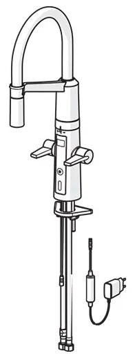 Hansa Kuchyňská bezdotyková elektronická baterie s pružným výtokovým ramínkem HANSAFIT HYBRID, 230 / 5 V 65252213