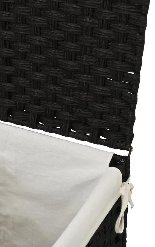 Koš na prádlo s víkem černý 46 x 33 x 60 cm polyratan - Default Title