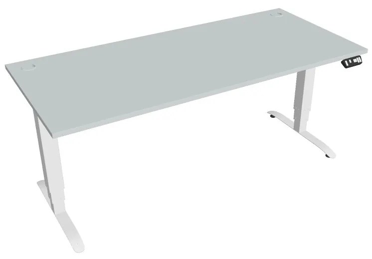 Elektr. nastavitelný stůl 180x80 s pamětí - HOBIS MOTION MS 3M 1800 Dekor stolové desky: šedá, Barva kovové podnože: bílá