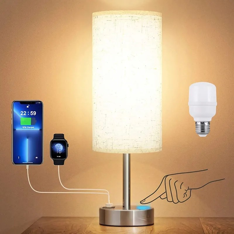 Iluminize – Moderní noční lampa s Usb porty a dotykovým stmívačem