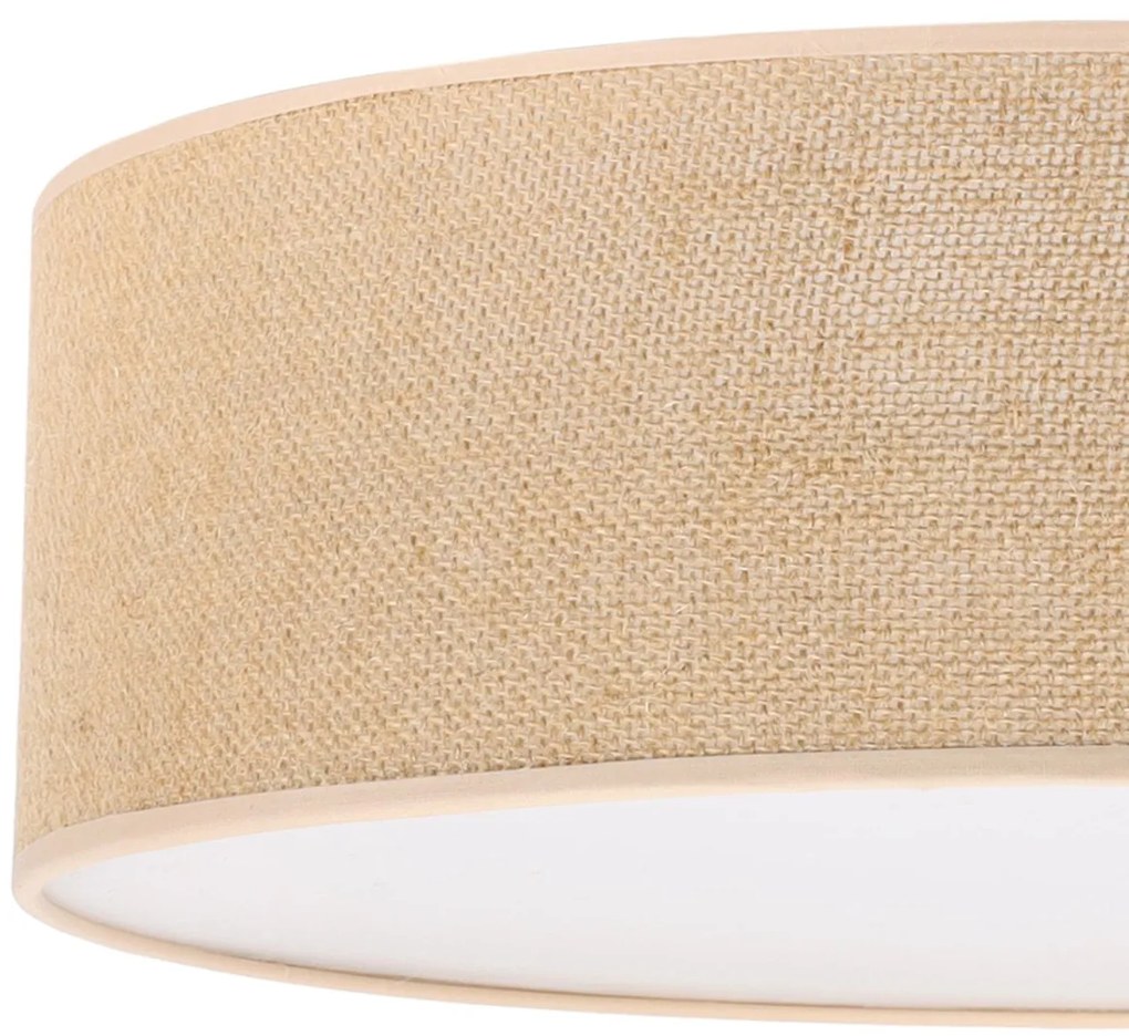 Stropní svítidlo Juta, 1x jutové stínítko, (bílé plexisklo), (fi 50cm)