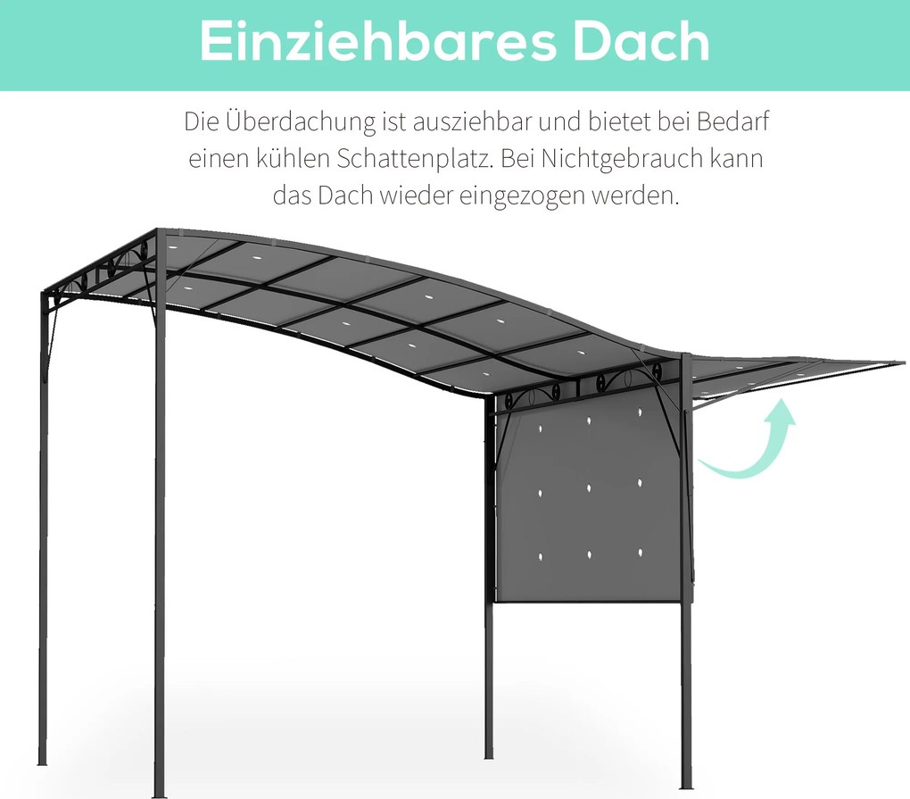 Pavilon se skládací střešní nástavbou odolný proti povětrnostním vlivům 3 x 2,5 m tmavě šedý