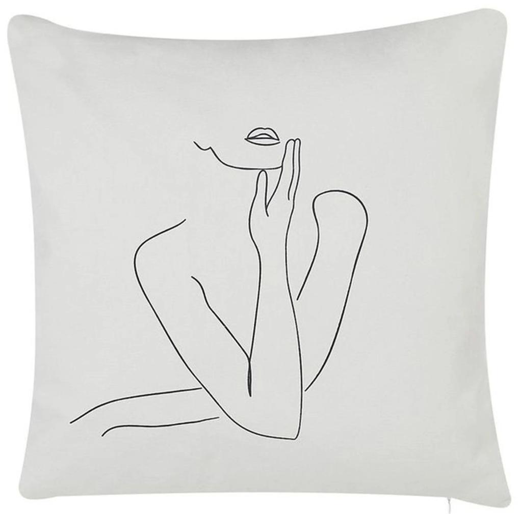 Sada 2 bavlněných polštářů s motivem ženy 45 x 45 cm bílá MEADOWFOAM Beliani