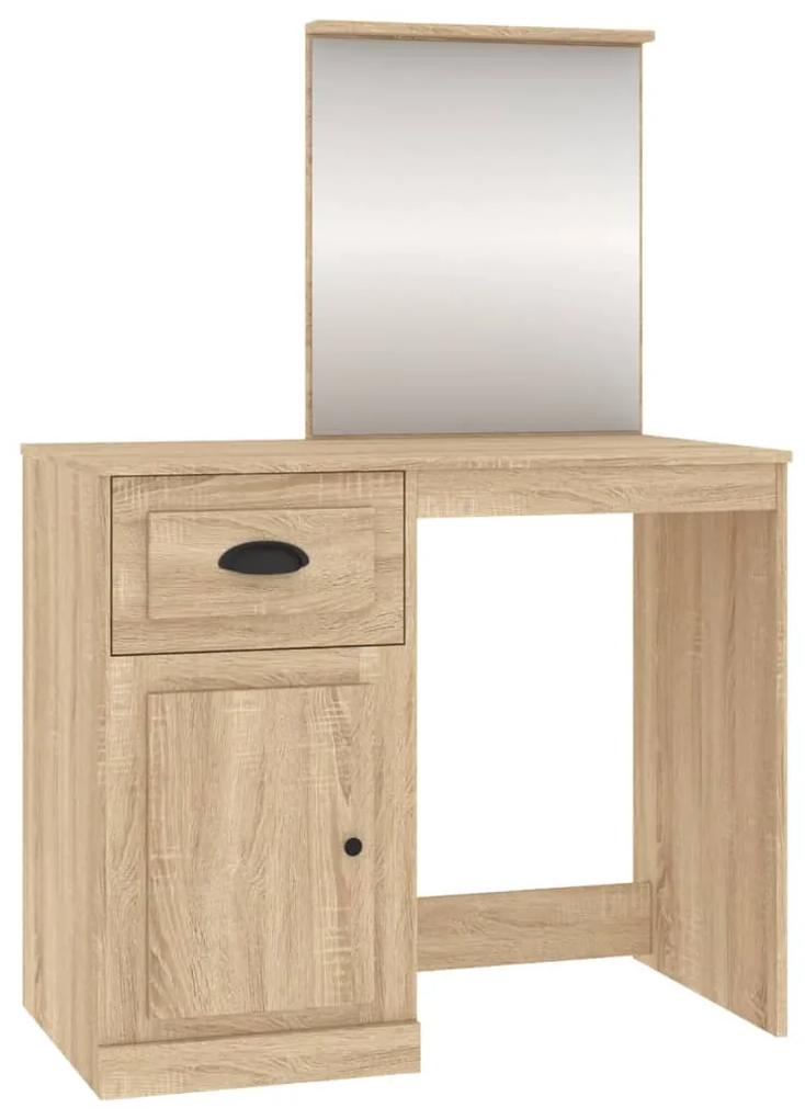 Toaletní stolek se zrcadlem dub sonoma 90x50x132,5 cm kompozit - Default Title