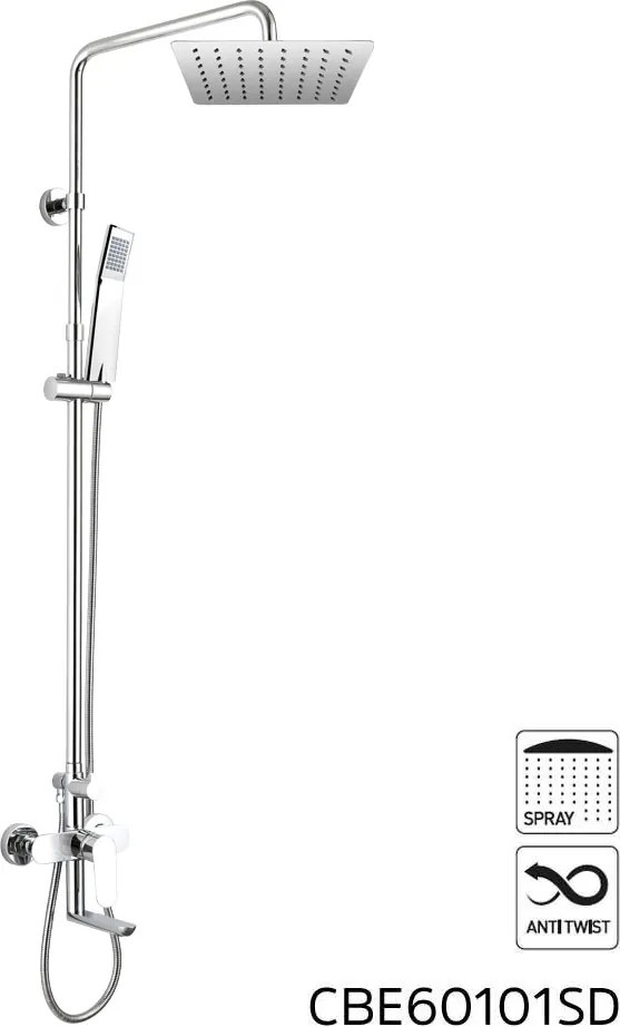 Mereo Mereo, Nástenná baterie Viana 150mm se sprch.soupravou,otoč.ramínkem, ruční a talíř.sprchou slim 200x200mm, CBE60101SD
