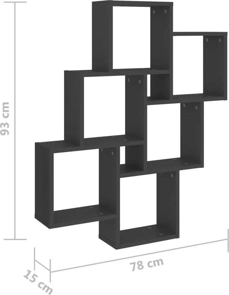 vidaXL Nástěnná police 78 x 15 x 93 cm dřevotříska [807176] Barva: Betonová šedá