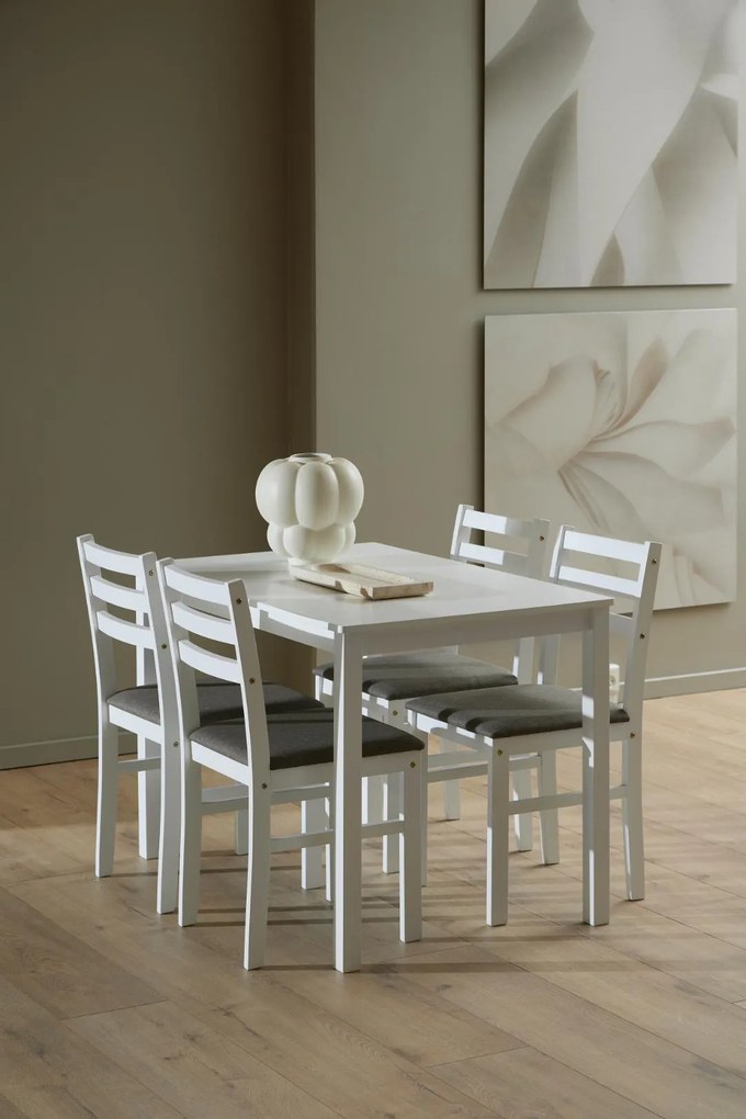 ACTONA Jídelní set stolu a čtyř židlí ALICANTE bílý 110x70 cm