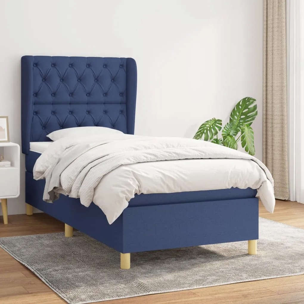 Box spring postel s matrací modrá 80x200 cm textil 3128723
